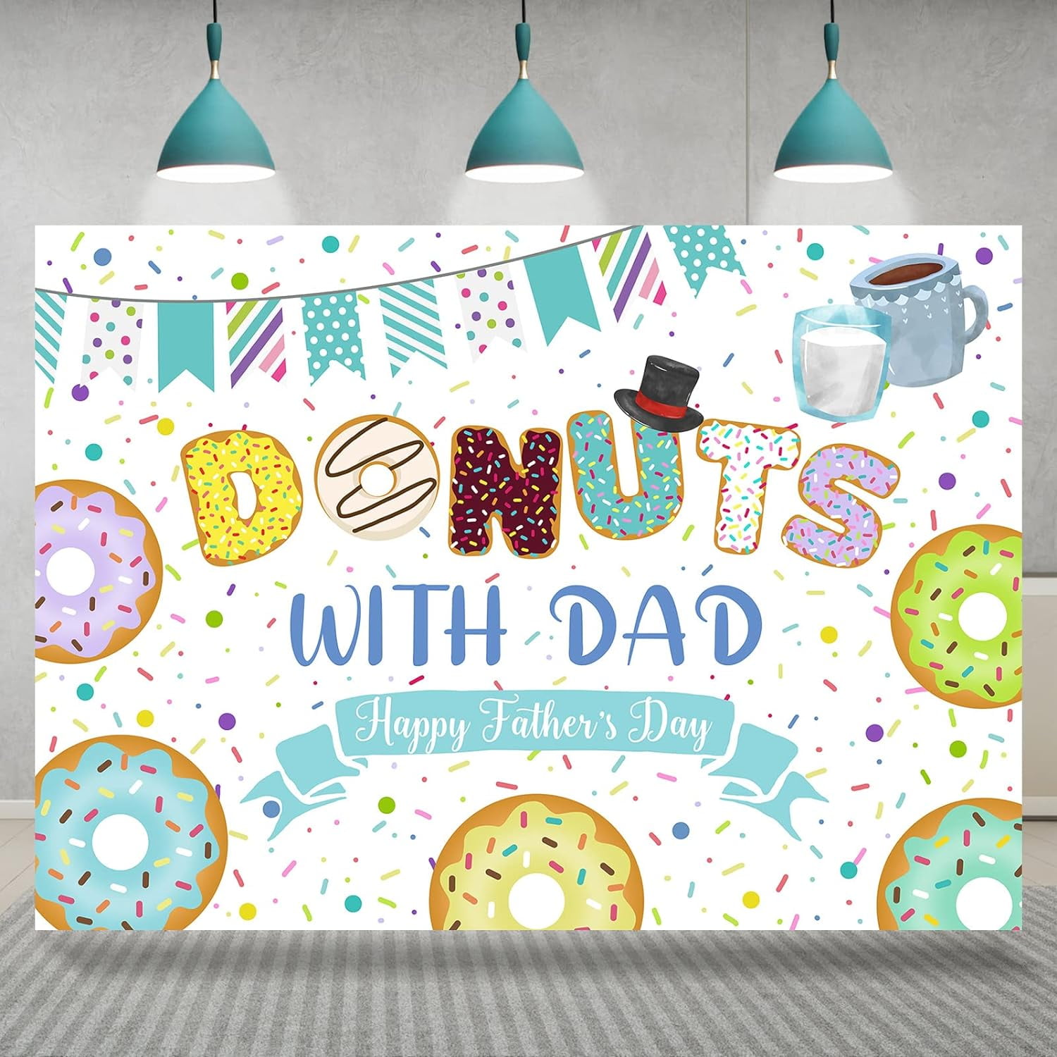Happy Father's Day Photography Backdrop Donuts with Dad Sprinkle Father ...