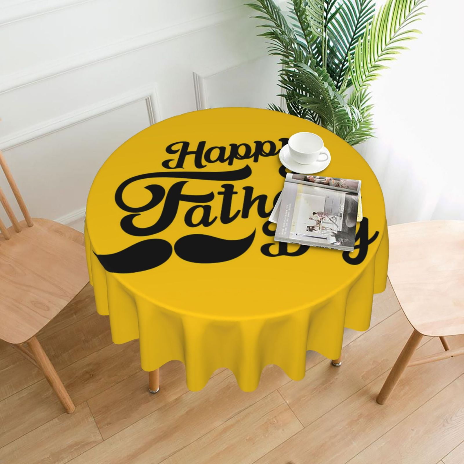 Happy Father's Day Round Tablecloth Table Cover 60 Inches Anti-Wrinkle ...