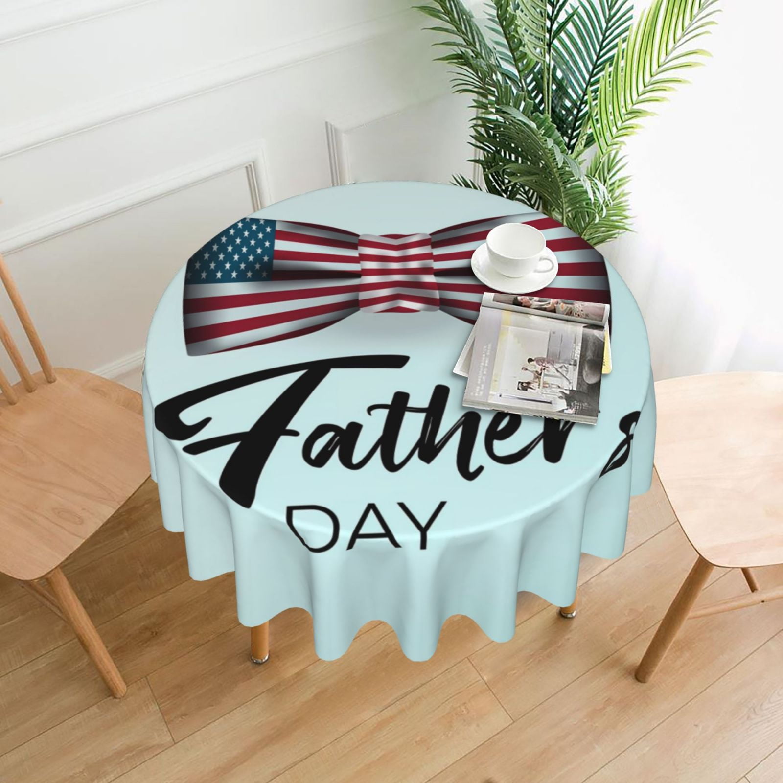 Happy Father's Day Round Tablecloth Table Cover 60 Inches Anti-Wrinkle ...