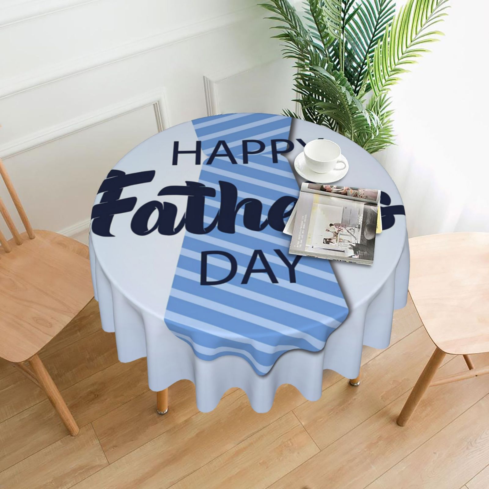 Happy Father's Day Round Tablecloth Table Cover 60 Inches Anti-Wrinkle ...