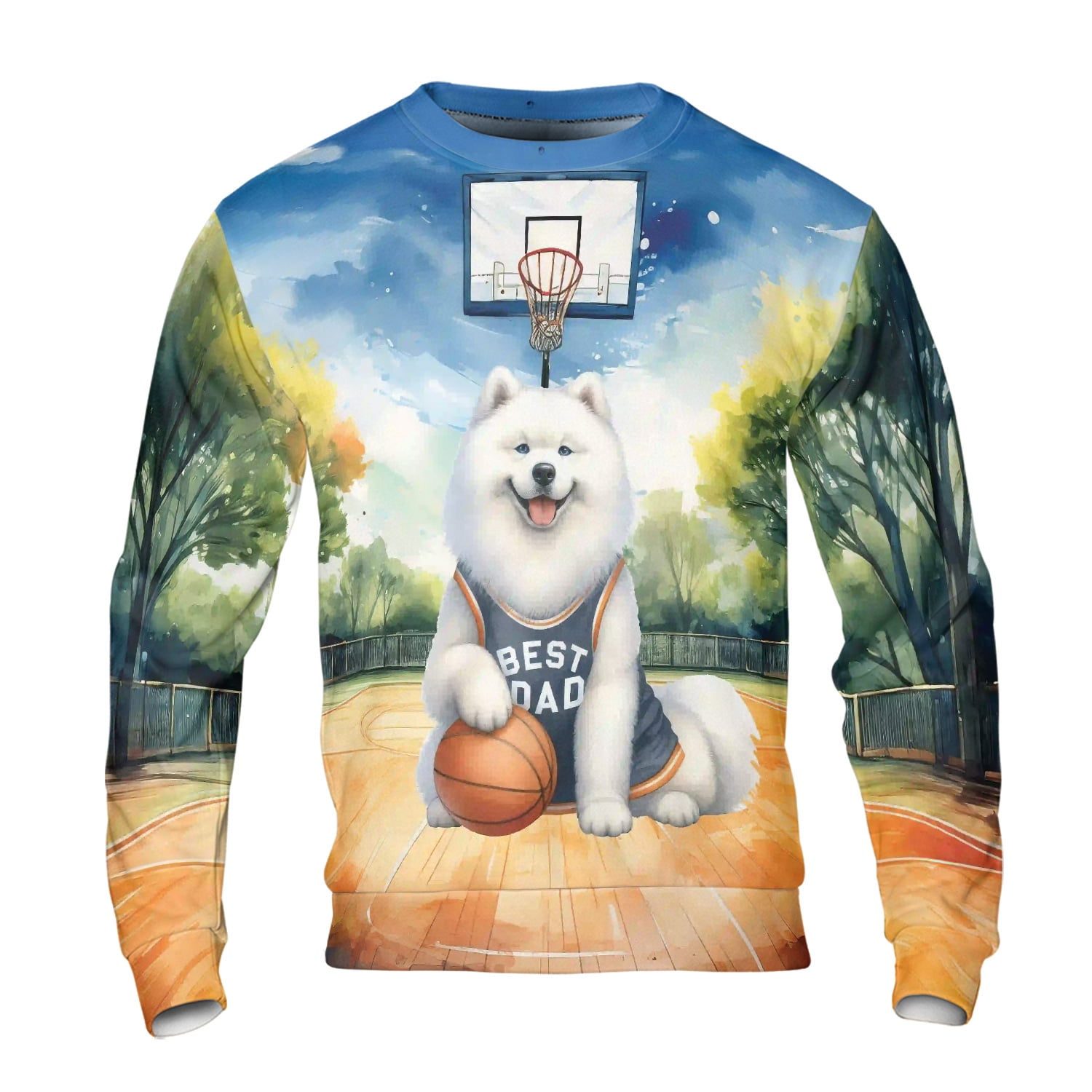 Happy Father's Day Samoyed Playing Basketball with Best Dad Jersey All ...