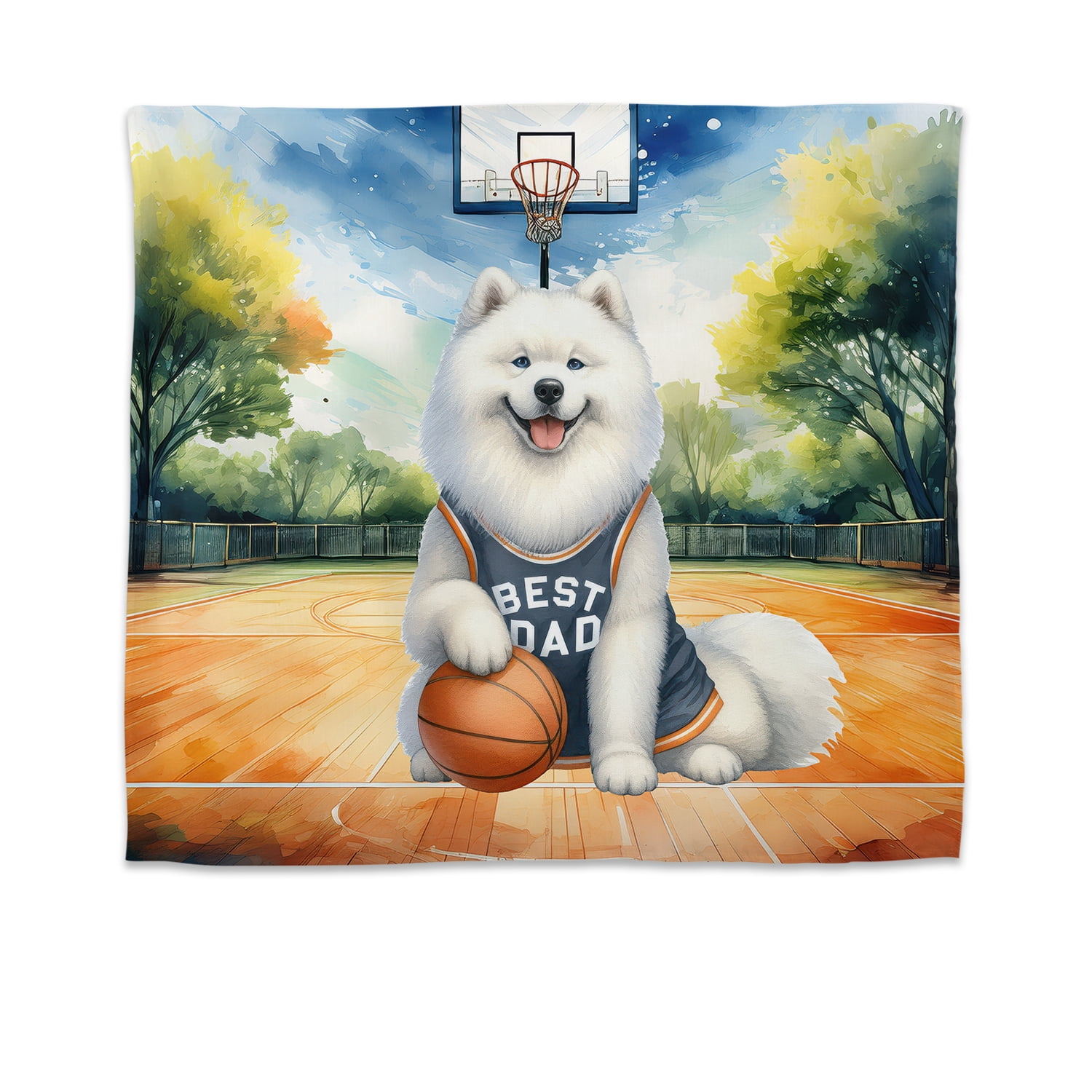 Happy Father's Day Samoyed Playing Basketball with Best Dad Jersey ...
