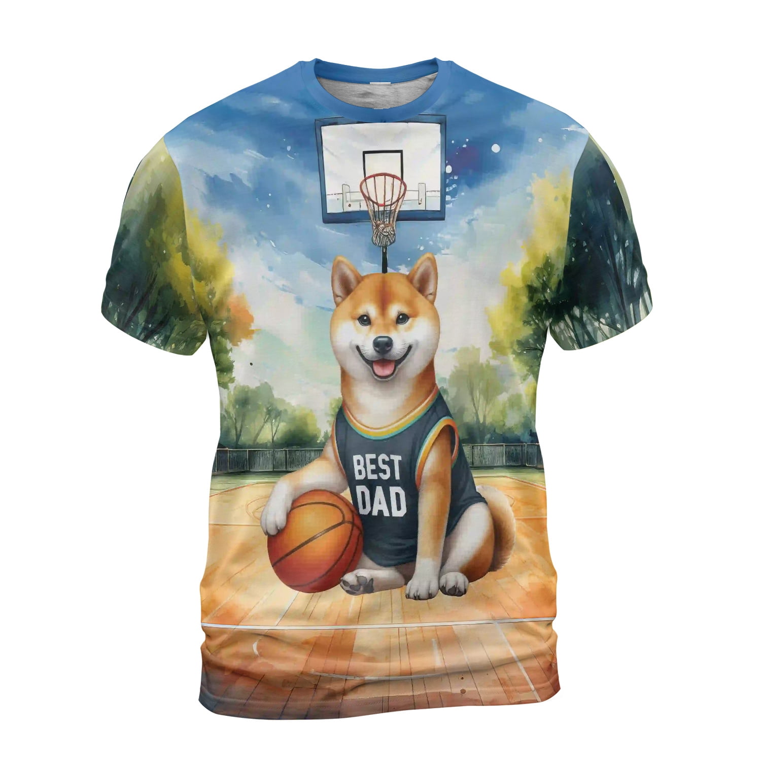 Happy Father's Day Shiba Inu Playing Basketball with Best Dad Jersey ...