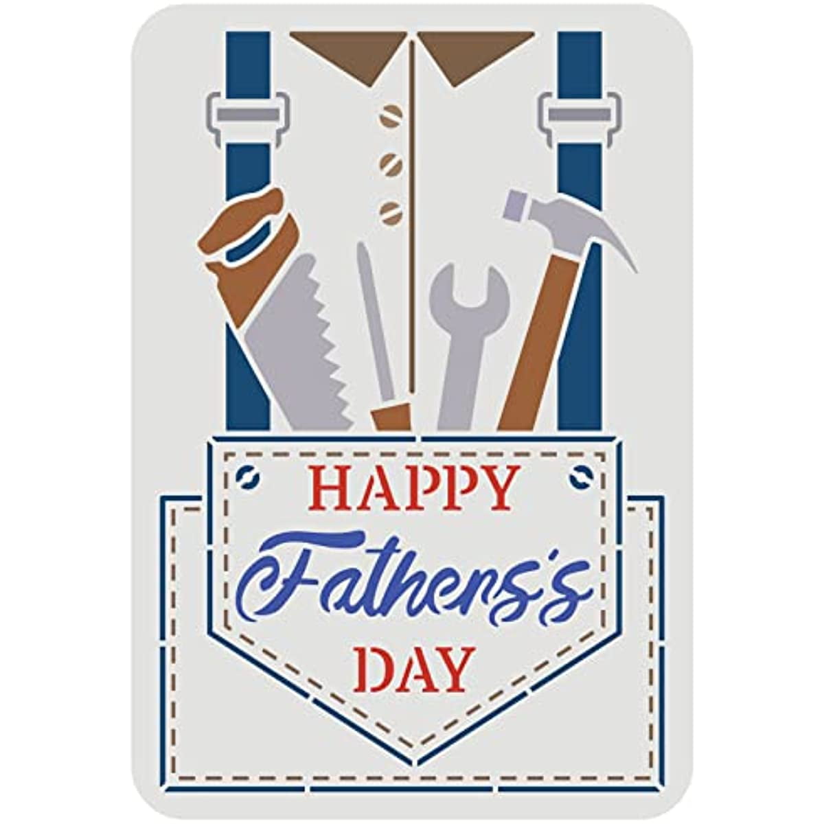 Happy Father's Day Stencils Large Envelope Greeting Card Drawing ...