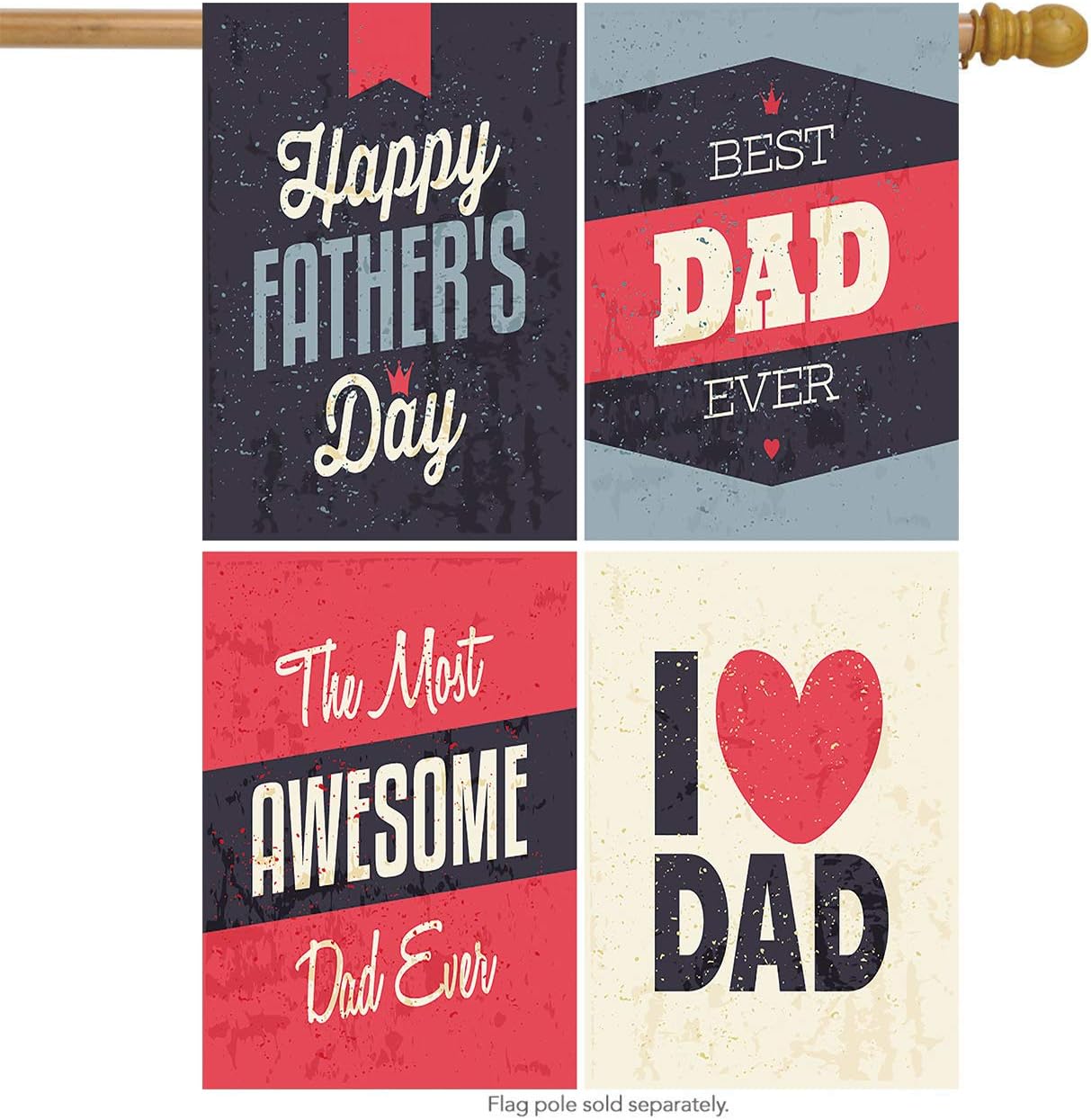Happy Father''s Day Vintage Super Dad Double Sided House Flag Garden ...