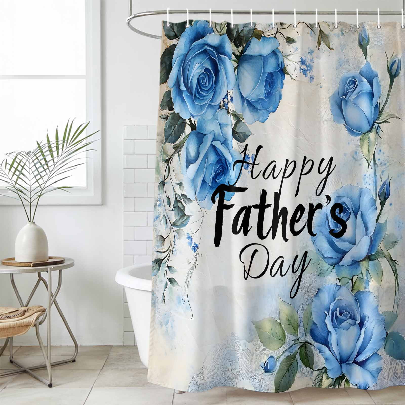 Happy Father's Day Waterproof Fabric Shower Curtain,Blue Spring Garden ...