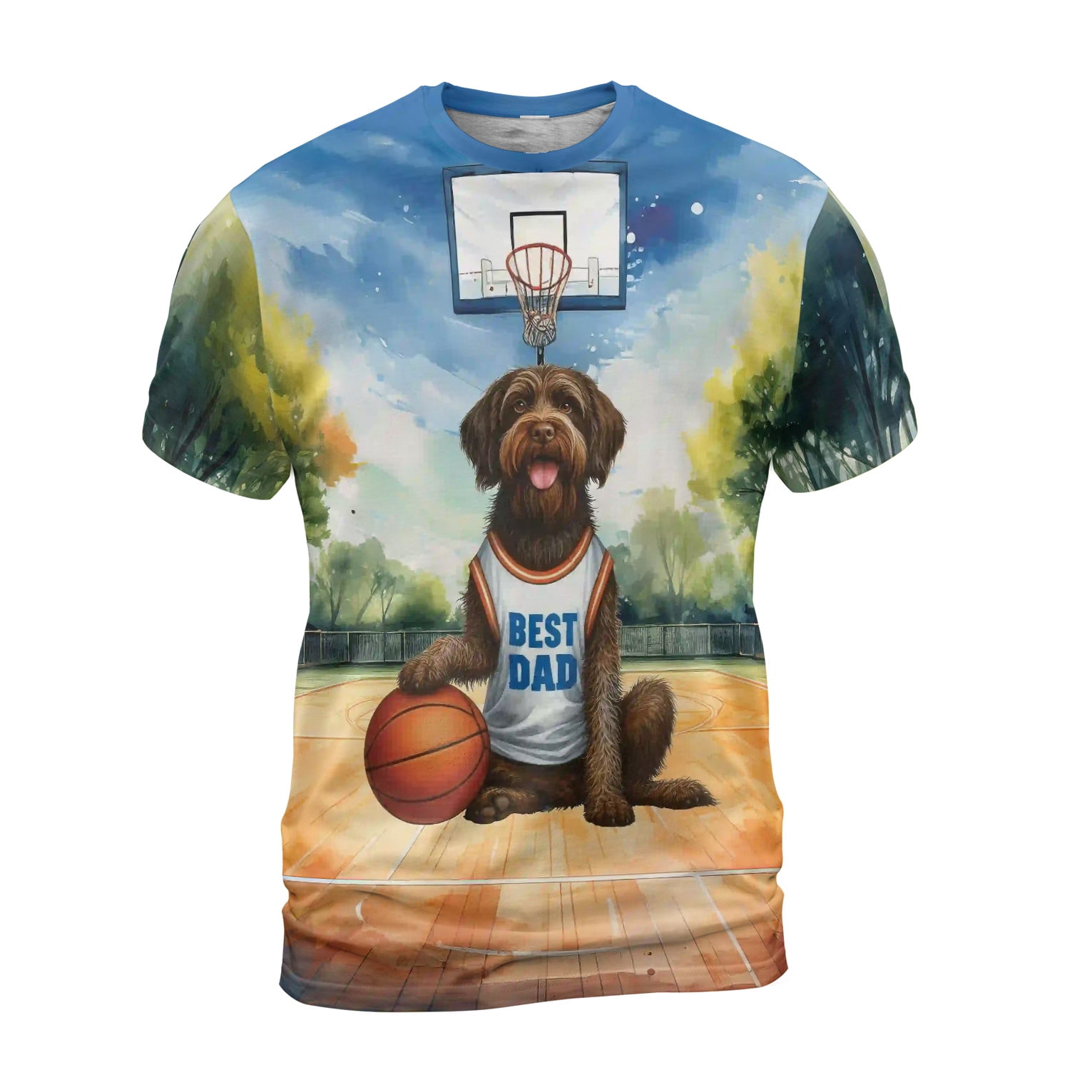 Happy Father's Day Wirehaired Pointing Griffon Playing Basketball with ...