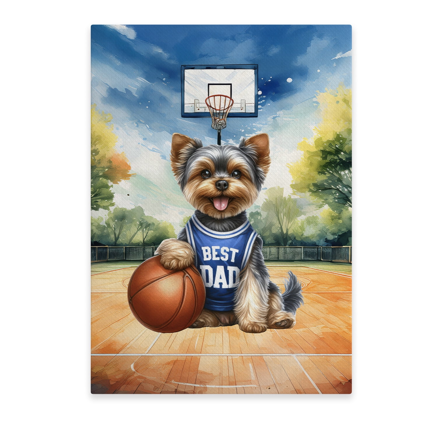 Happy Father's Day Yorkshire Terrier Playing Basketball with Best Dad ...