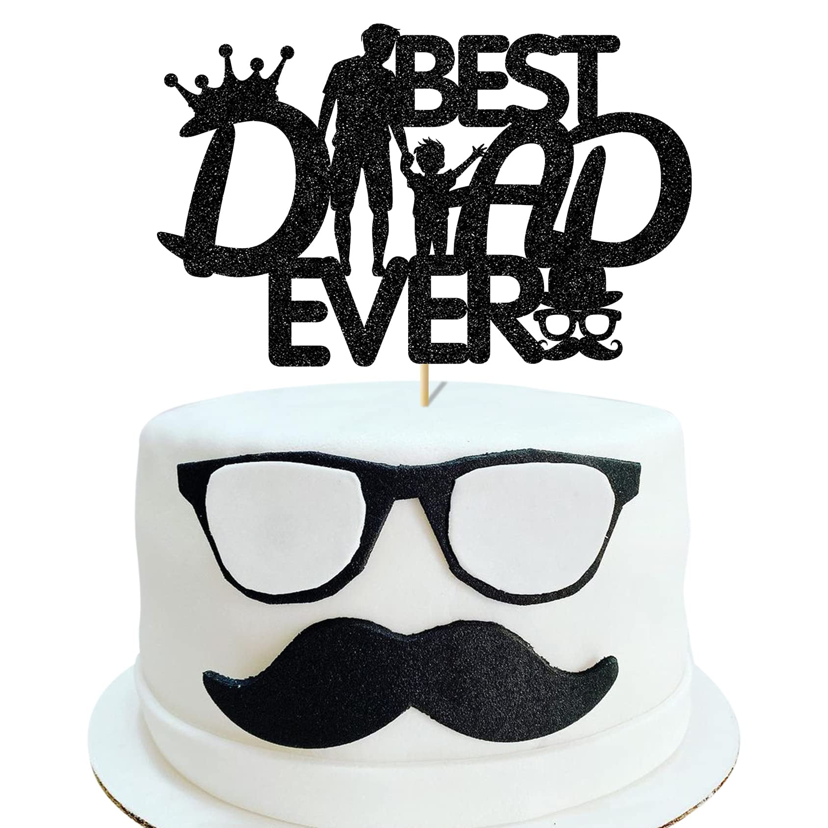 Happy Father’s DayEGSC Cake Toppers Best Dad Ever Cake Topper Black ...
