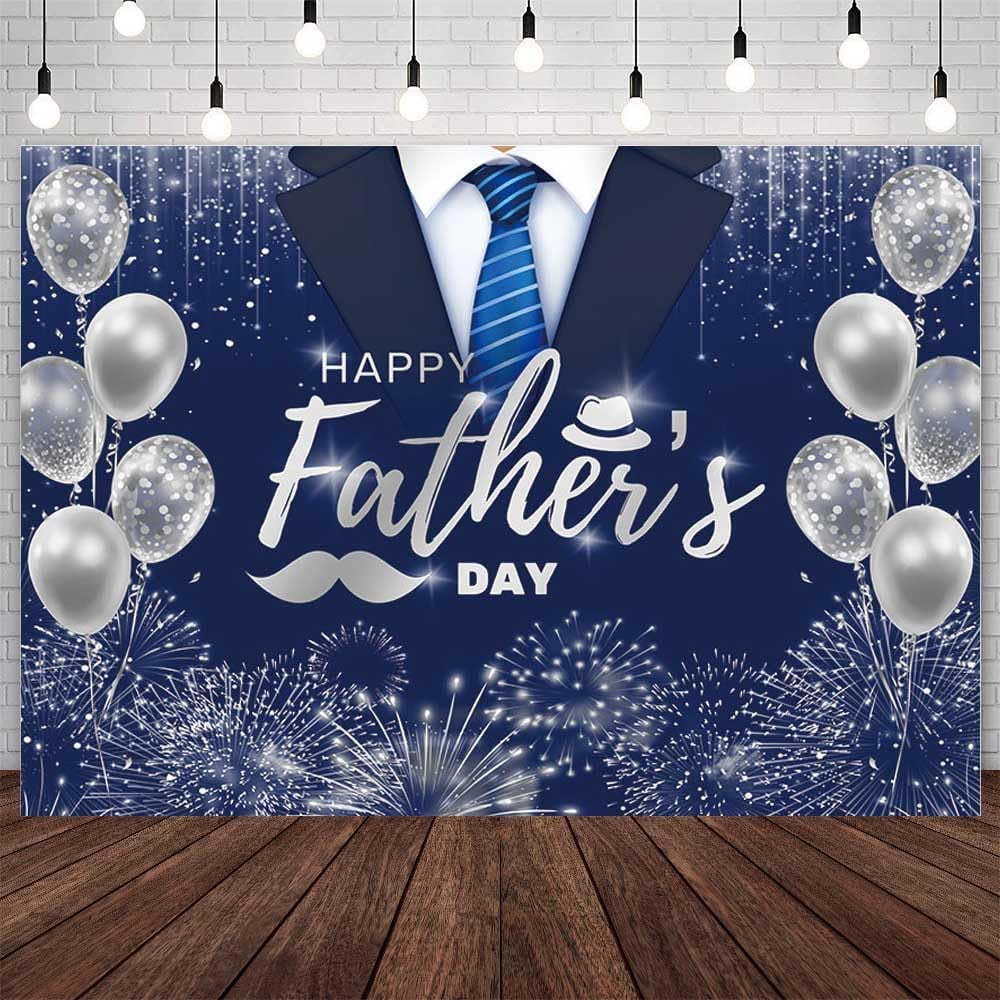 Happy Fathers Day Backdrop Blue Silver Boho Glitter Photography ...