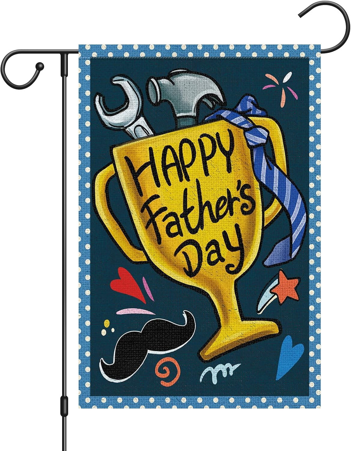 Happy Fathers Day Garden Flag 12.5x18 Double Sided Burlap Trophy Small ...