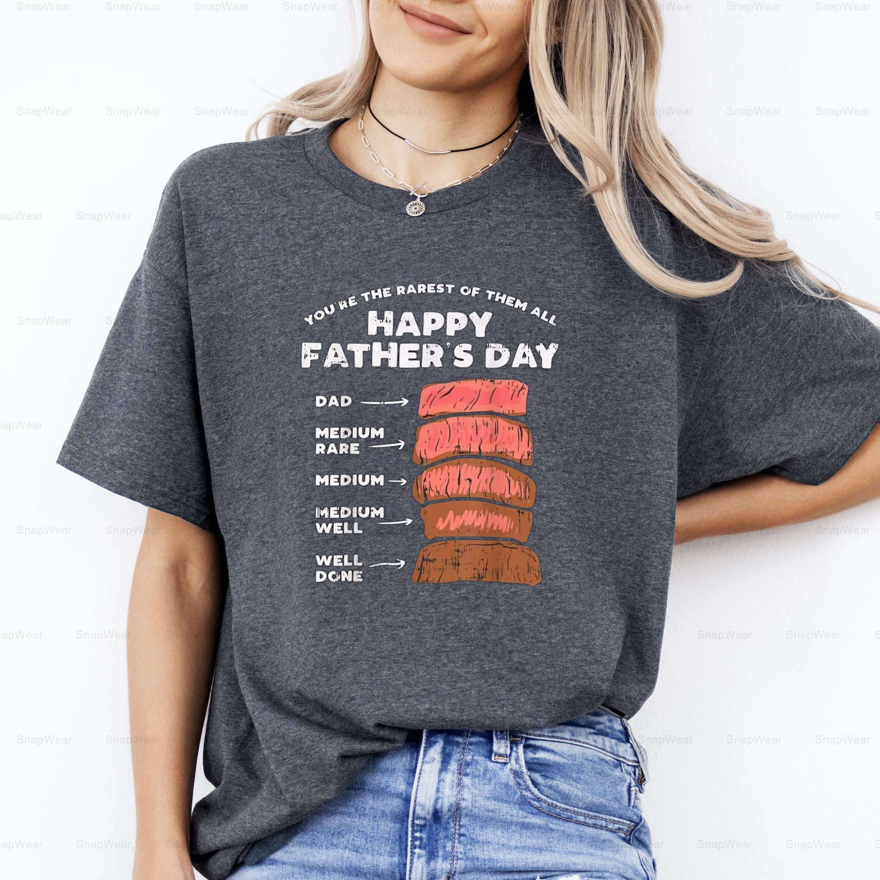 Happy Fathers Day Rarest Dad Steak Funny Food Lover Meat Grill BBQ T ...