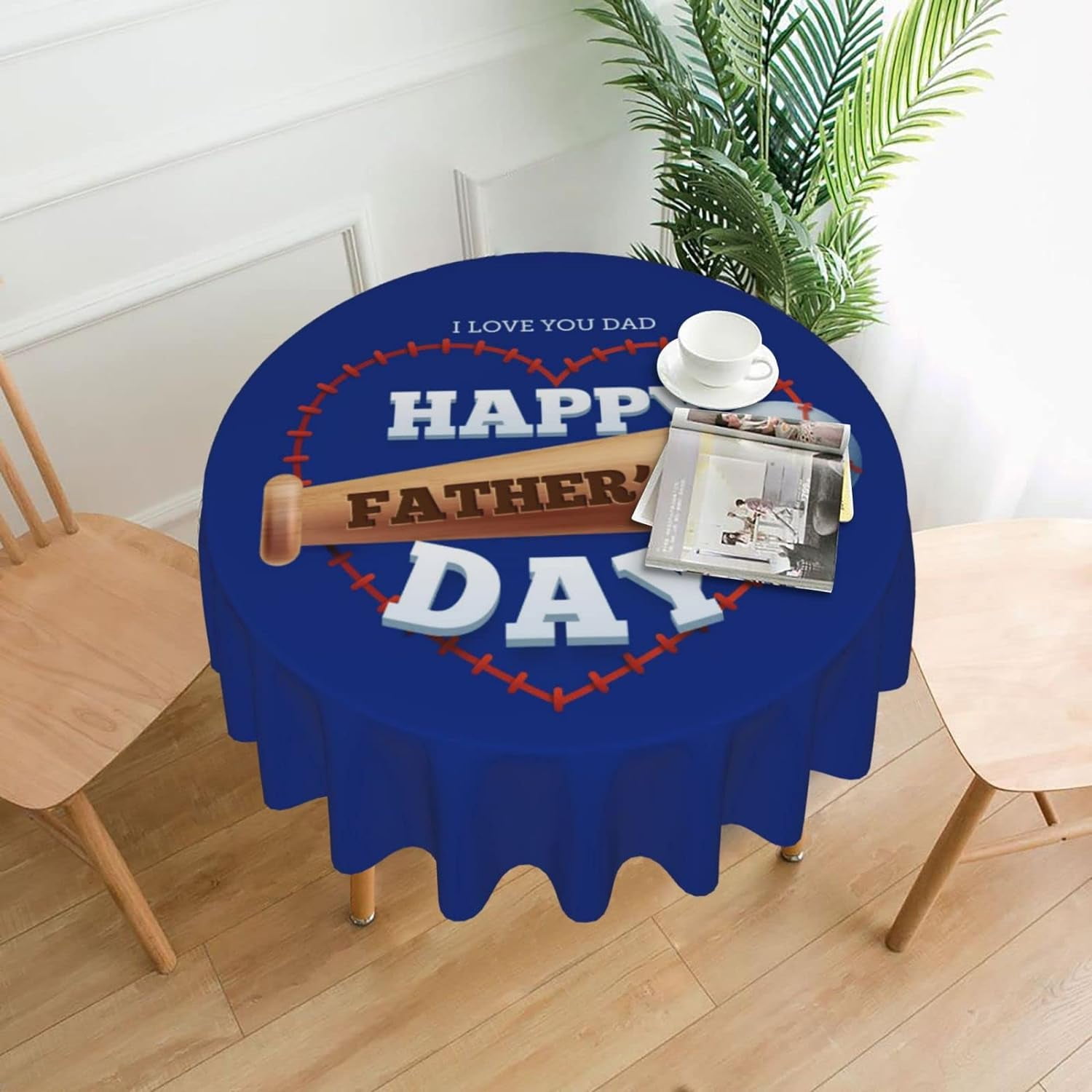 Happy Fathers Day Tablecloth Round 60 Inch for Fathers Day Decorations ...