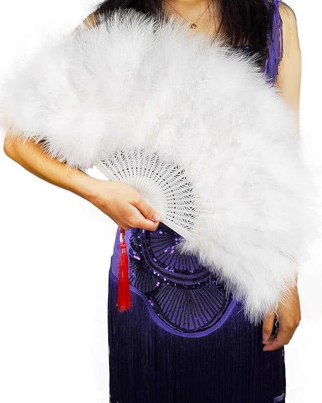 Happy Feather Handheld Marabou Feather Fan, 1920s Vintage Style Flapper ...