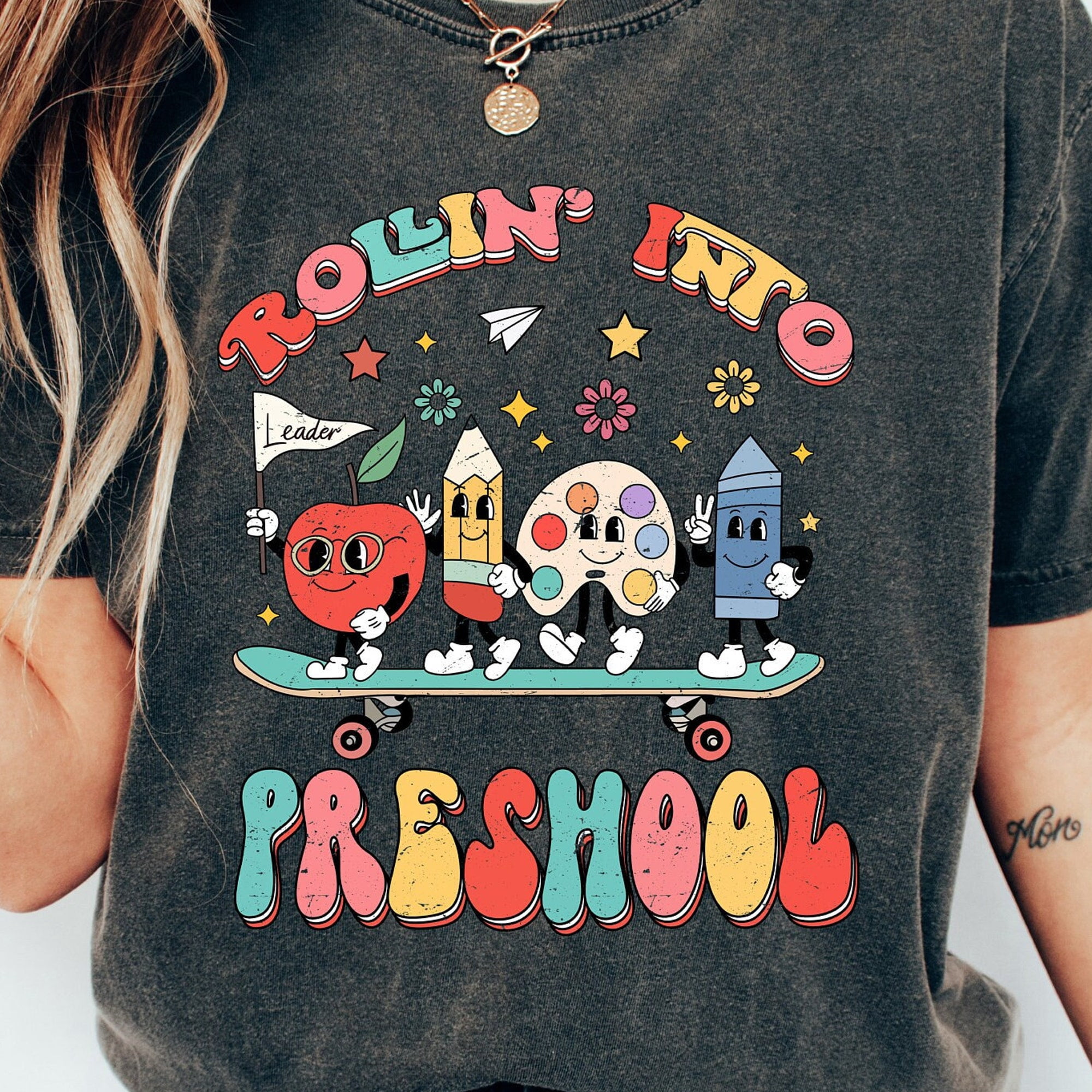 Happy First Day Of School Comfort Colors Shirt - Rollin Into Preschool ...