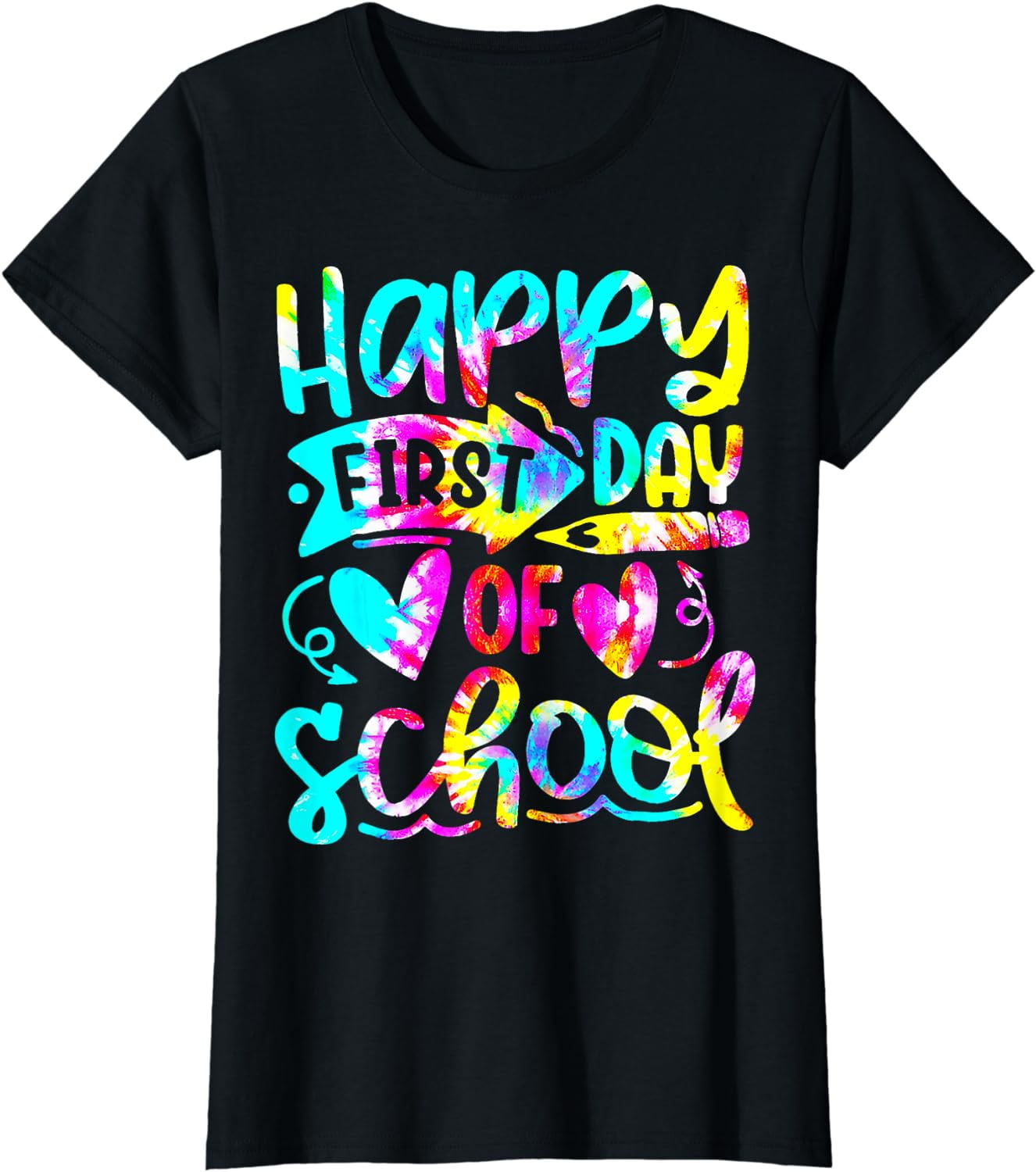 Happy First Day Of School Tie Dye Teacher Back To School T-Shirt ...