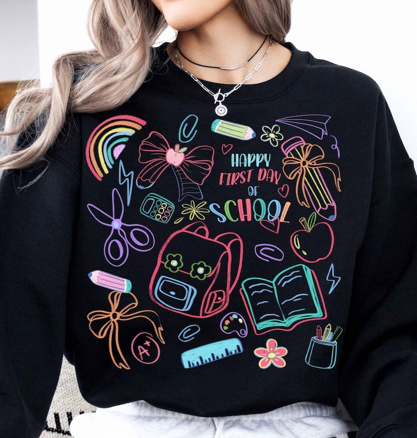 Happy First Day Of School Sweatshirt, Back To School Sweatshirt, School ...