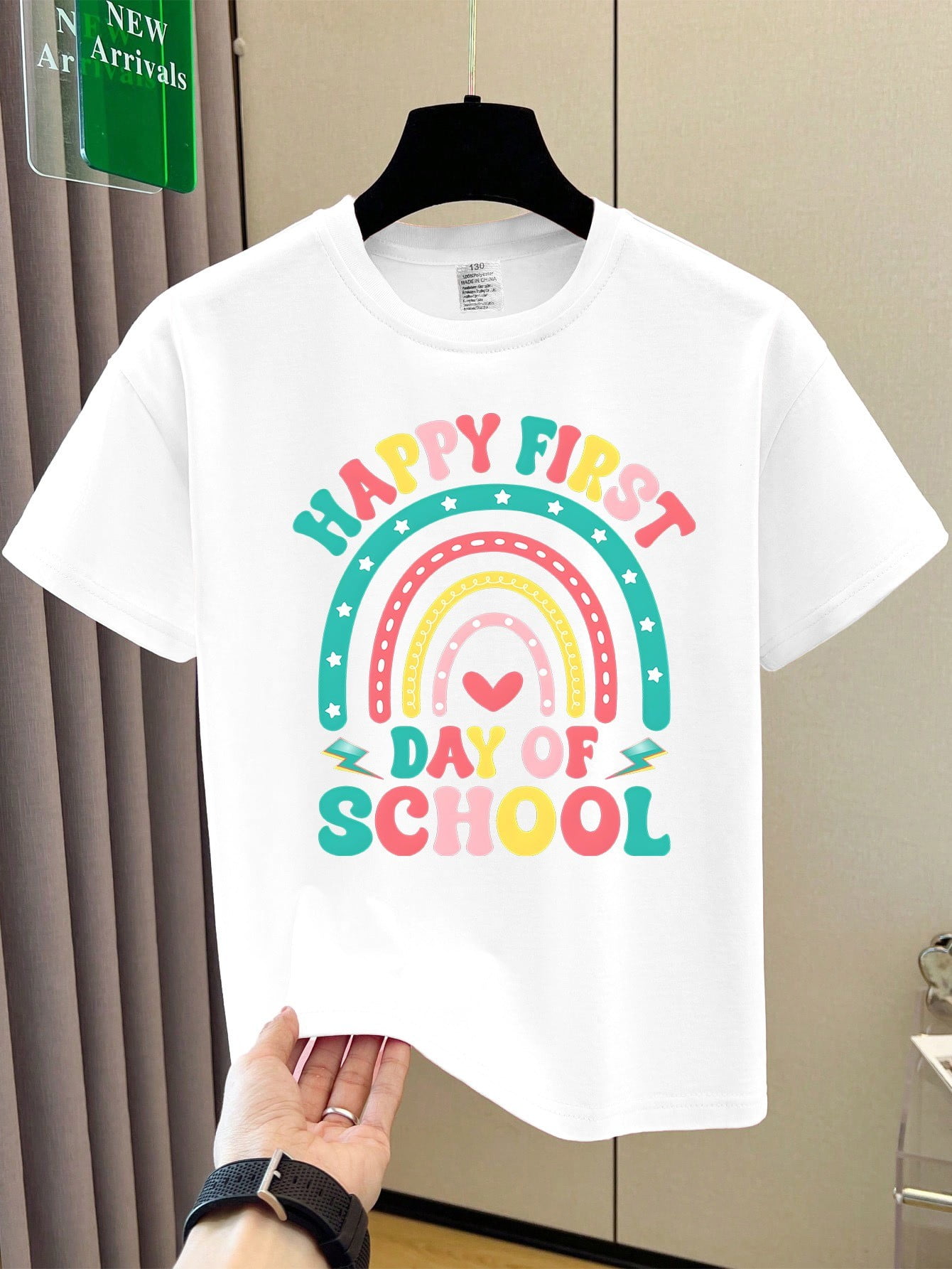 Happy First Day of School T-Shirt for Girls - Vibrant Rainbow & Heart ...