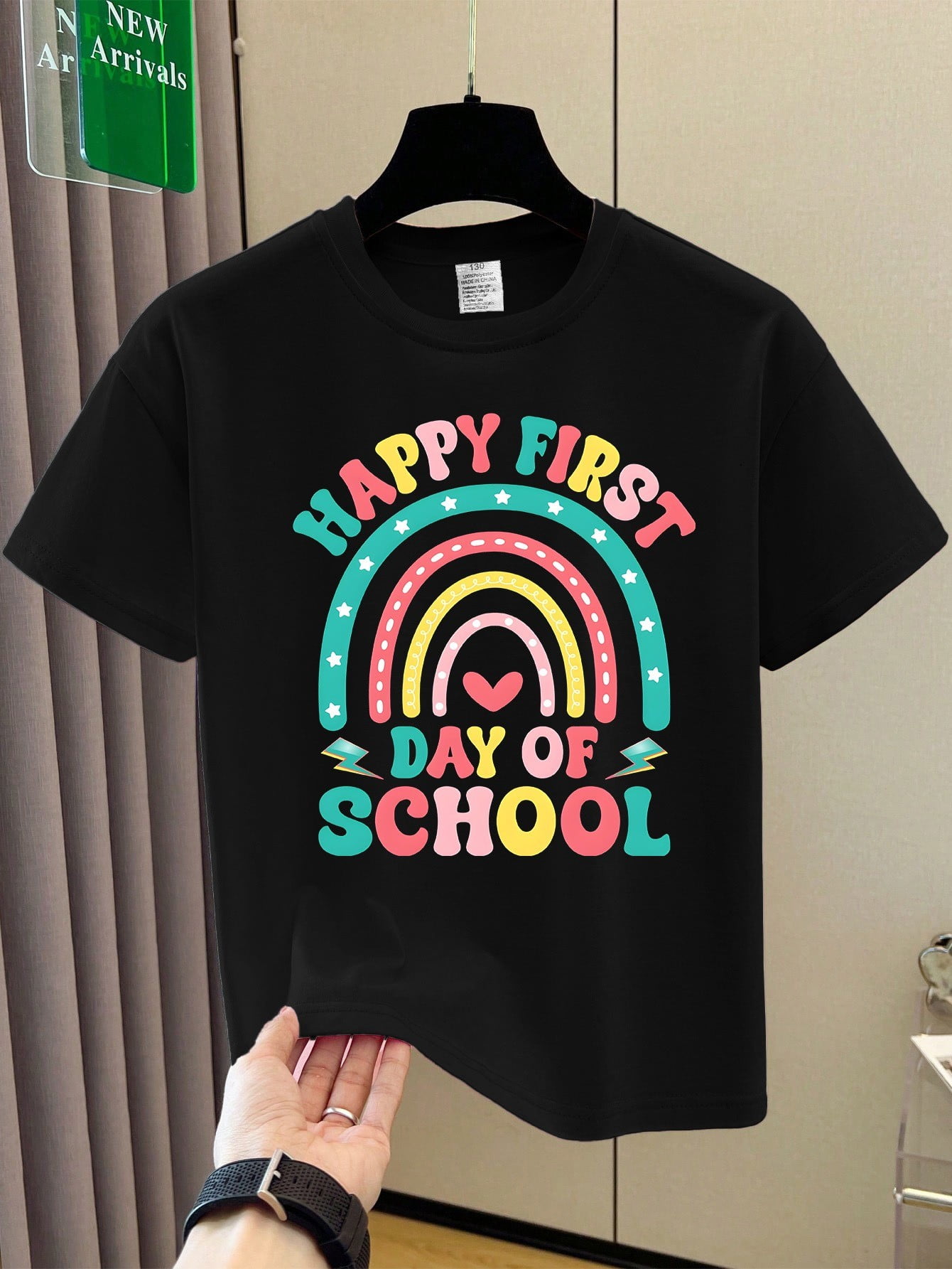 Happy First Day of School T-Shirt for Girls - Vibrant Rainbow & Heart ...