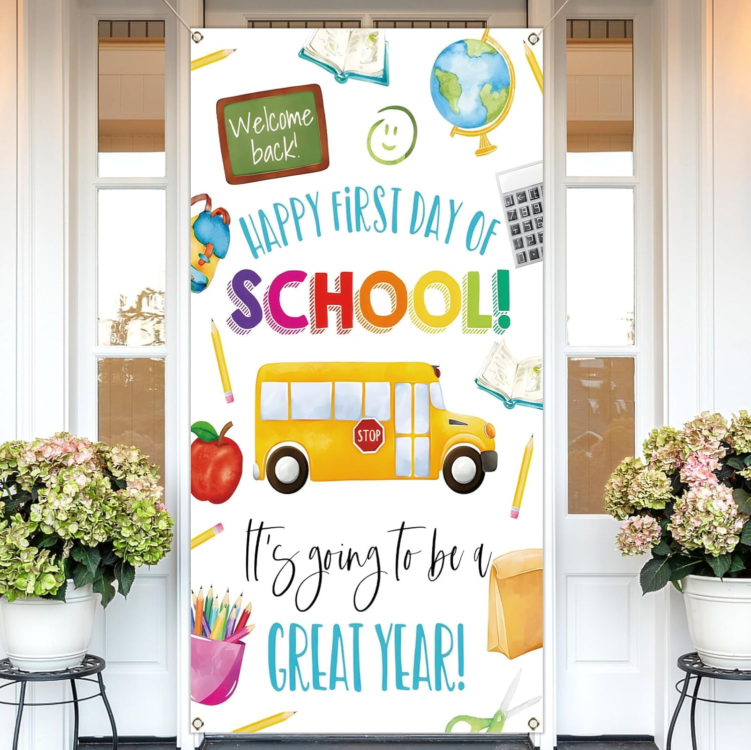 Happy First Day of School Door Cover Banner Welcome Back to School ...
