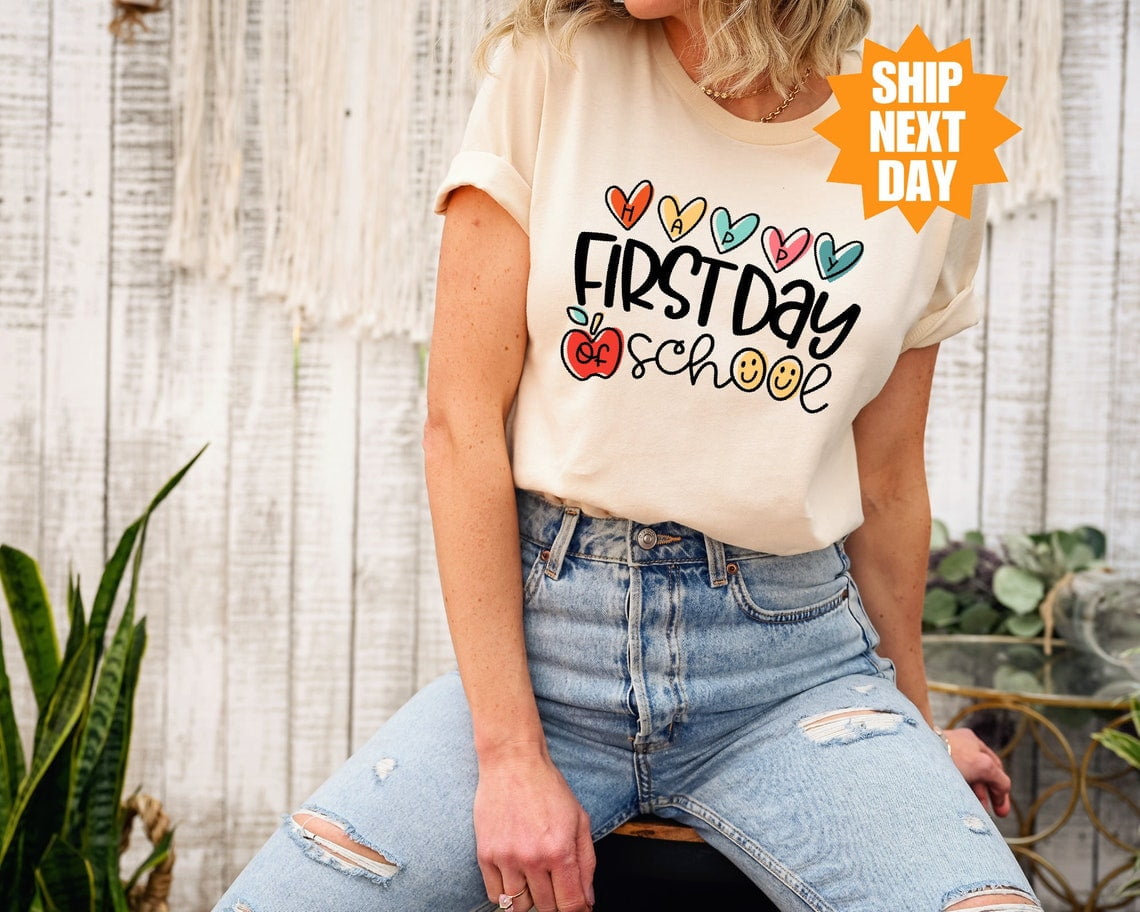 Happy First Day of School Shirt, Back to School Shirt, Teacher Shirt ...