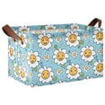 Happy Flower Pattern Collapsible Storage Bin Open Home Shelf Basket ...