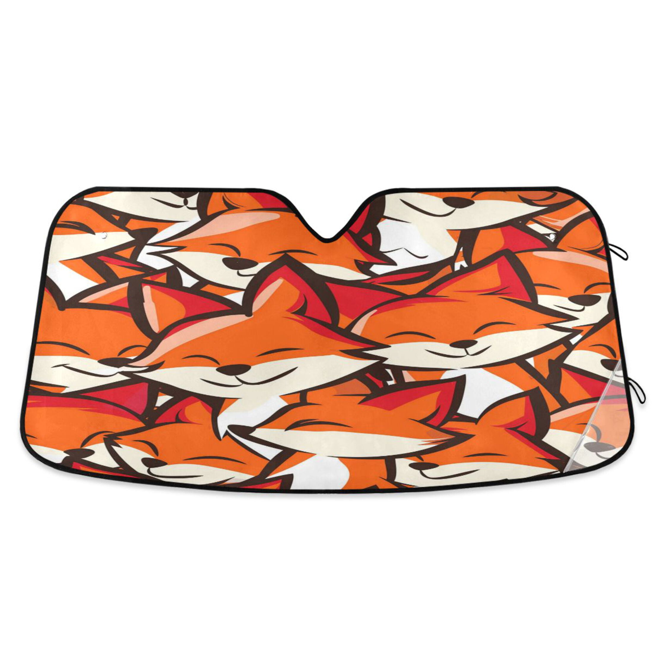Happy Foxes Face Car Windshield Sun Shade Foldable Car Front Window ...