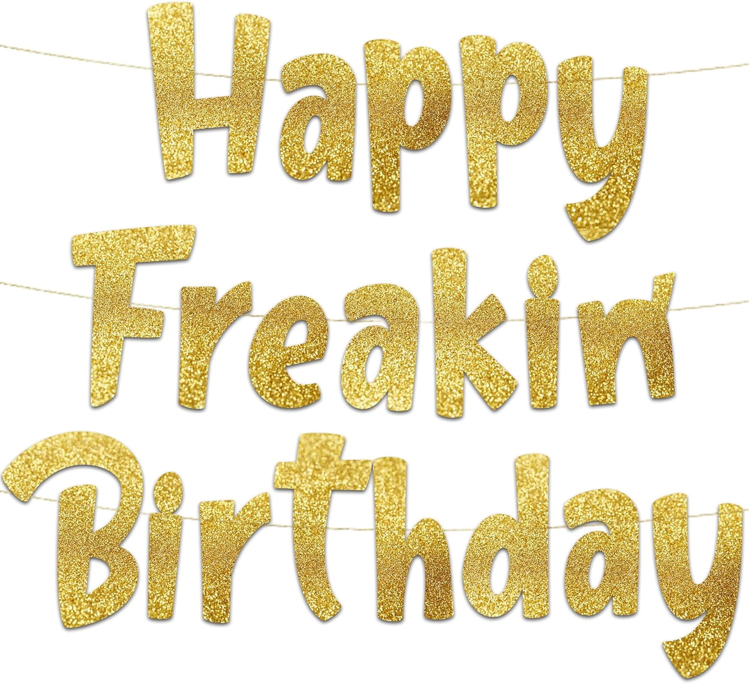 Happy Freakin Birthday Gold Glitter Banner - Funny Zoomer Birthday ...