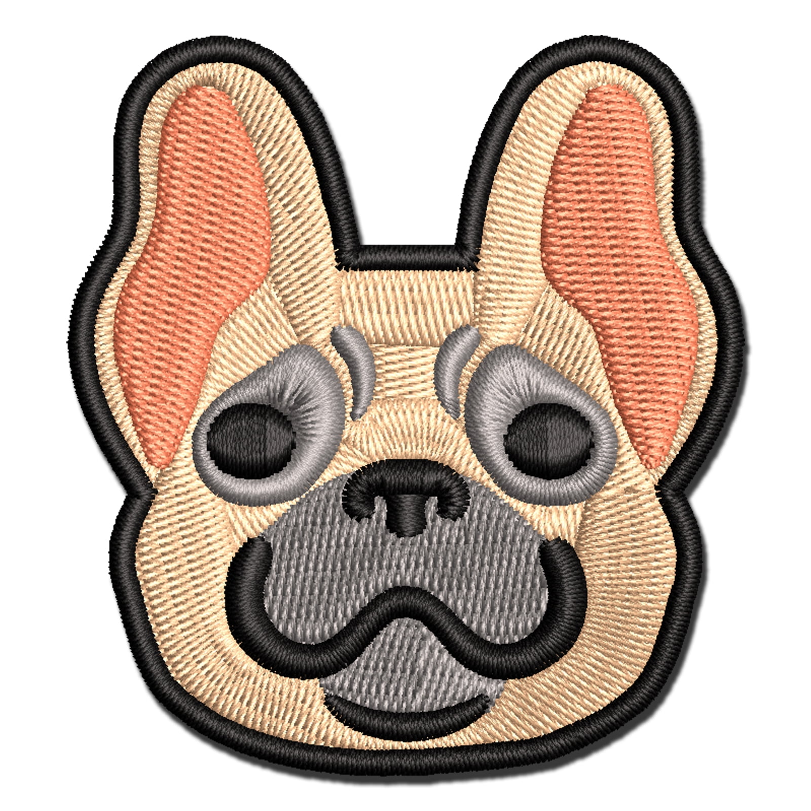 Happy French Bulldog Frenchie Dog Head Applique Multi-Color Embroidered ...
