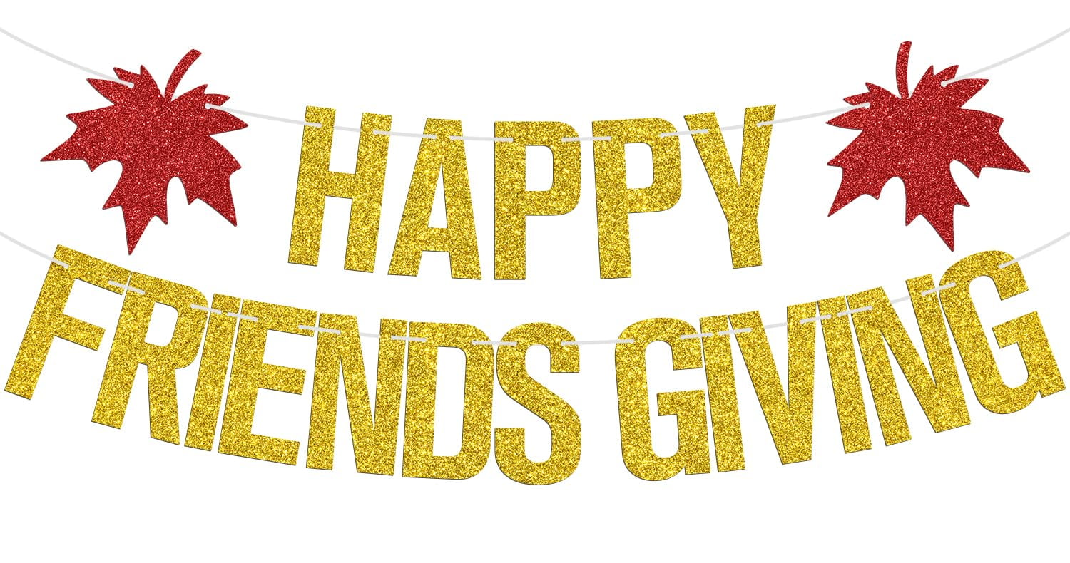 Happy Friends Giving Banner, Thanksgiving Day Sign, Fall Thankful ...