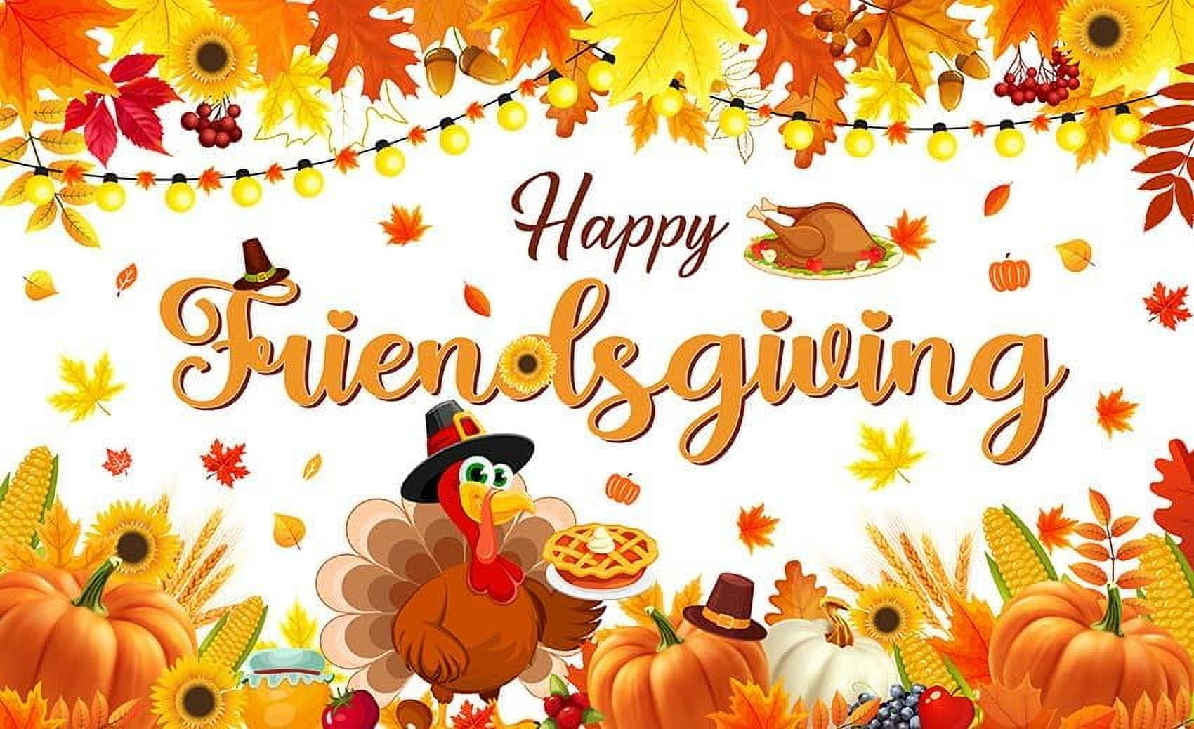 Happy Friendsgiving Banner, Friendsgiving Backdrop with Pattern Pumpkin ...