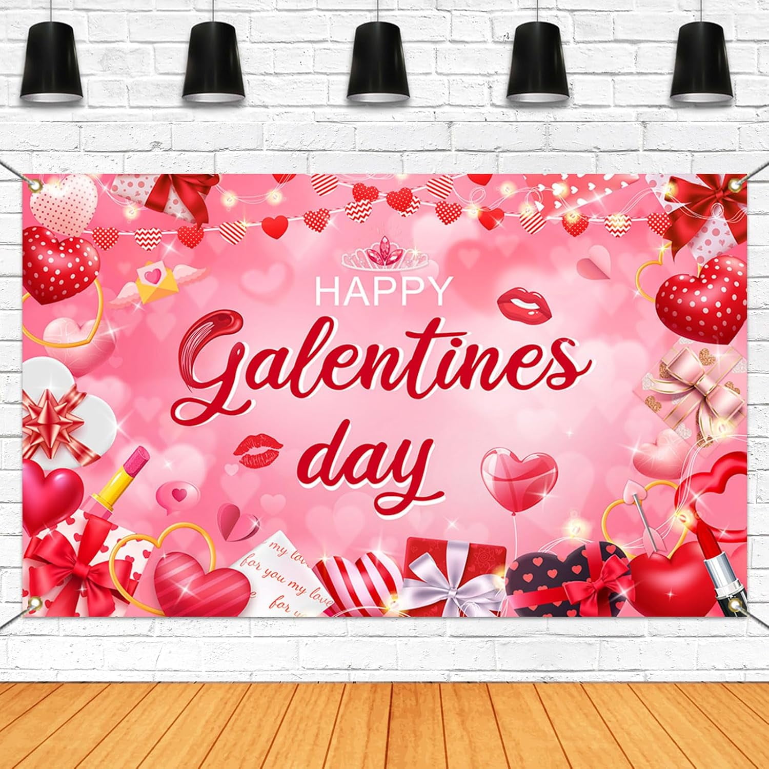 Happy Galentine's Day Backdrop Red Heart Galentine's Day Photography ...