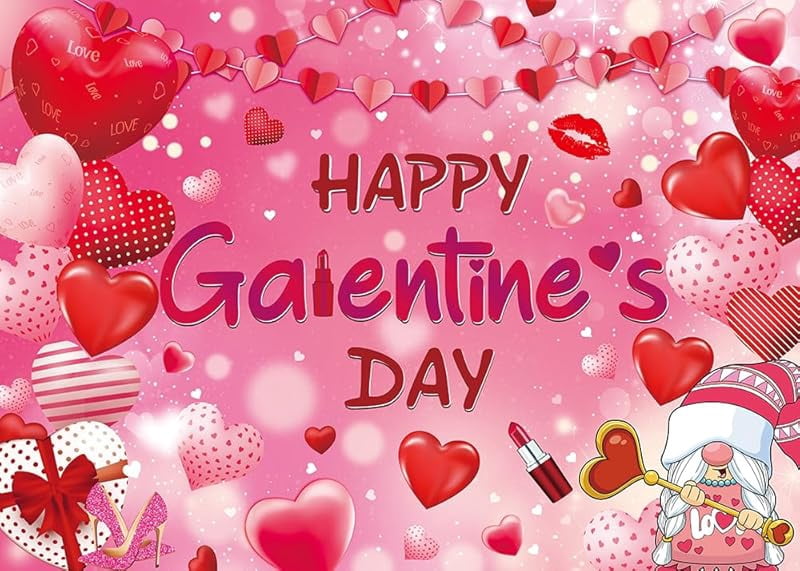 Happy Galentine's Day Banner Backdrop Red Pink Galentines Day Party ...
