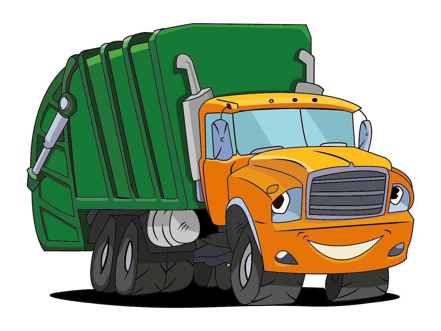 Happy Garbage Truck Artwork Vinyl Wall Decal - Disposal Vehicle for ...