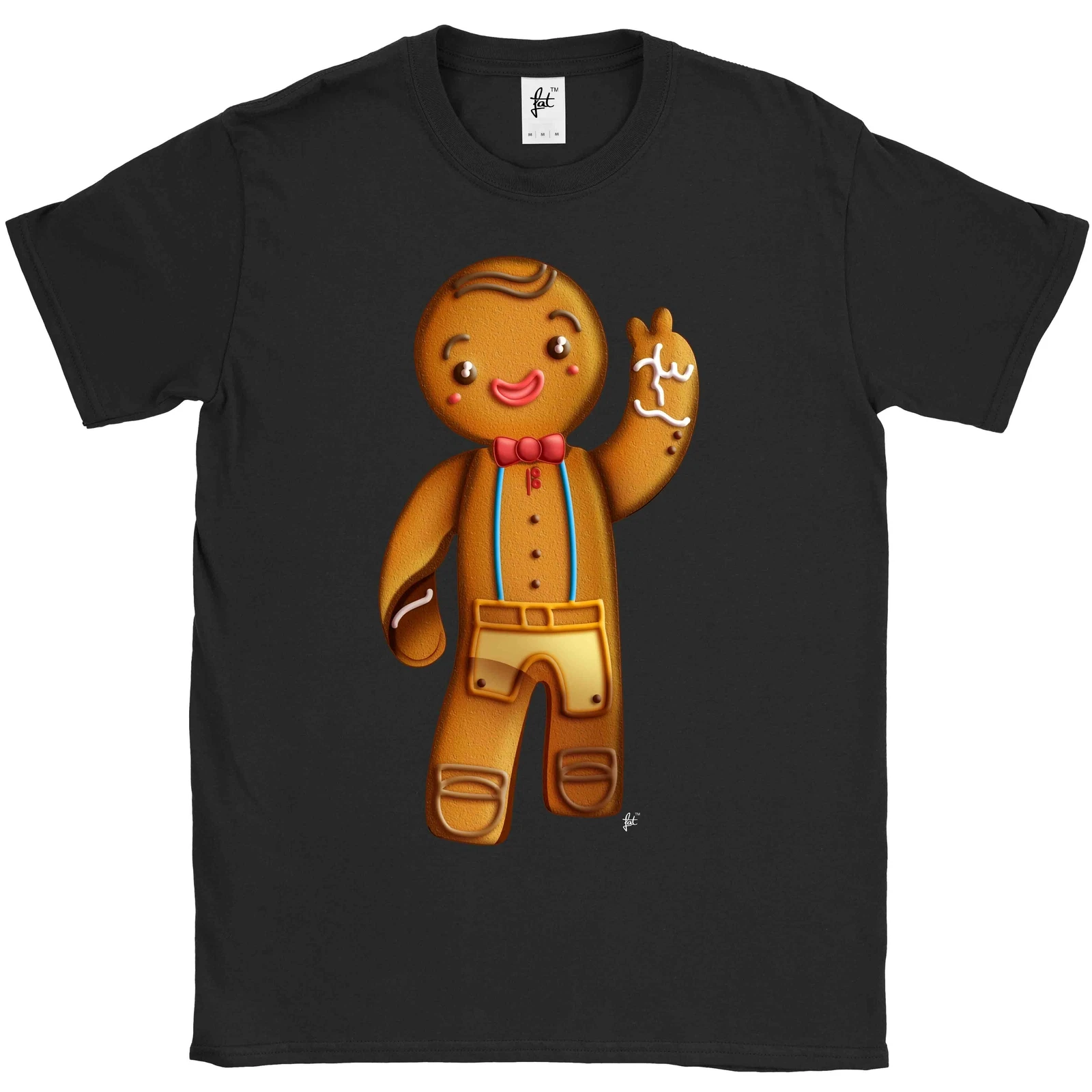 Happy Gingerbread Man Smiling and Waving Cute Festive Cookie Art Unisex ...