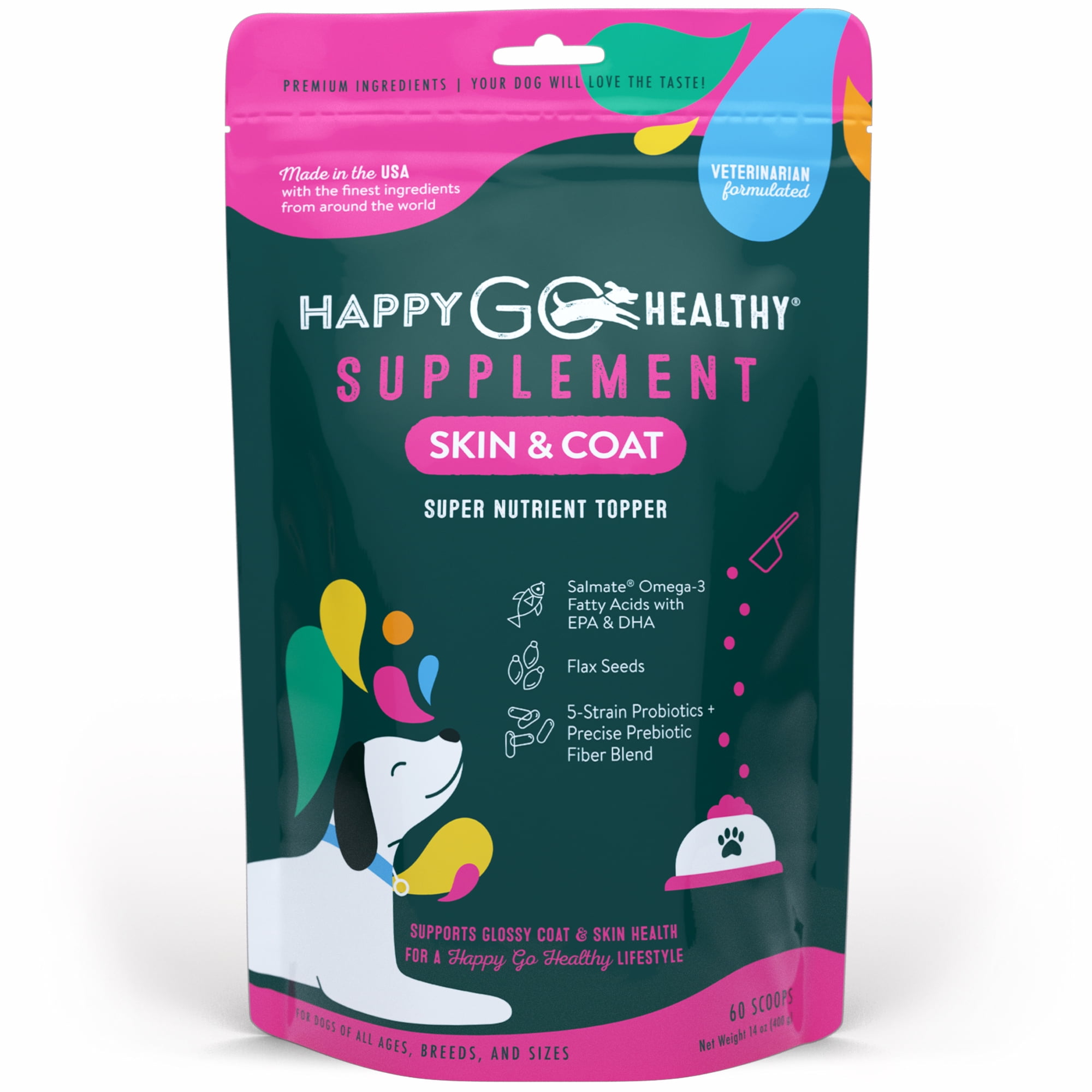 Happy Go Healthy Skin & Coat Supplements for Dogs | Probiotic ...