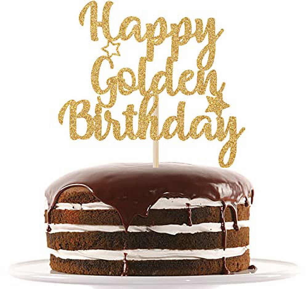 Happy Golden Birthday Cake Topper, Golden Birthday Cake Decorations ...