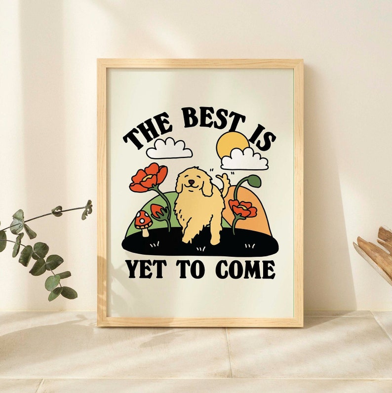 Happy Golden Retriever Dog Print, Motivational Quote Poster, Nursery ...