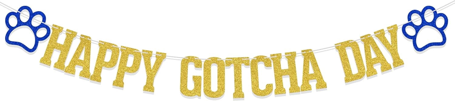 Happy Gotcha Day Banner Pet Adoption Party Decorations Lets Pawty ...