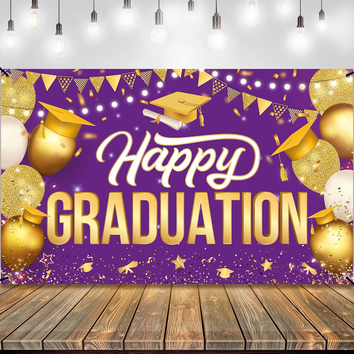 Happy Graduation Banner Purple and Gold - Large Purple and Gold ...