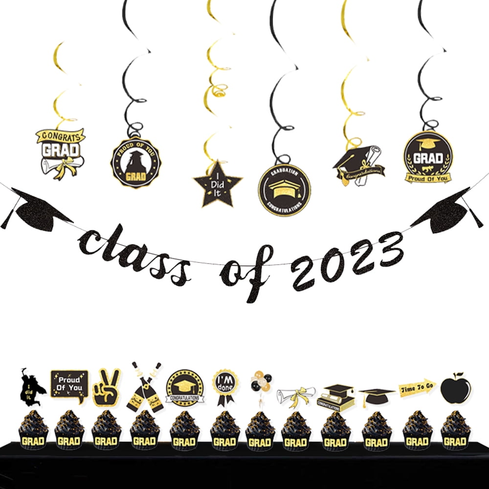 Happy Graduation Banner Set, Graduation Party Decorations 2023 ...