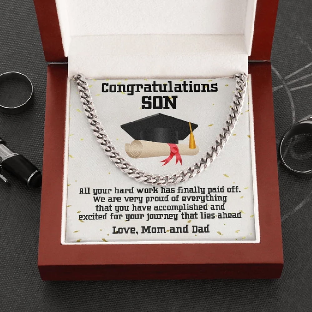 Happy Graduation Graduation Gift for Son from Mom and Dad Cuban Link ...