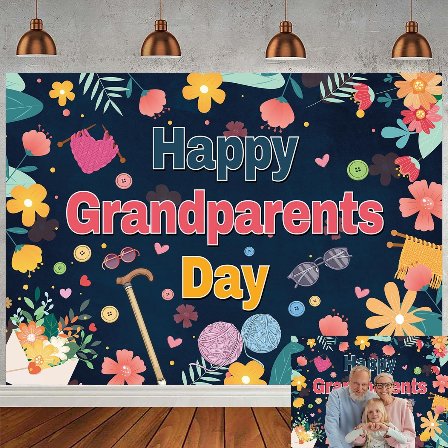 Happy Grandparents Day Backdrop Black Love Grandpa Grandma Grandparents ...
