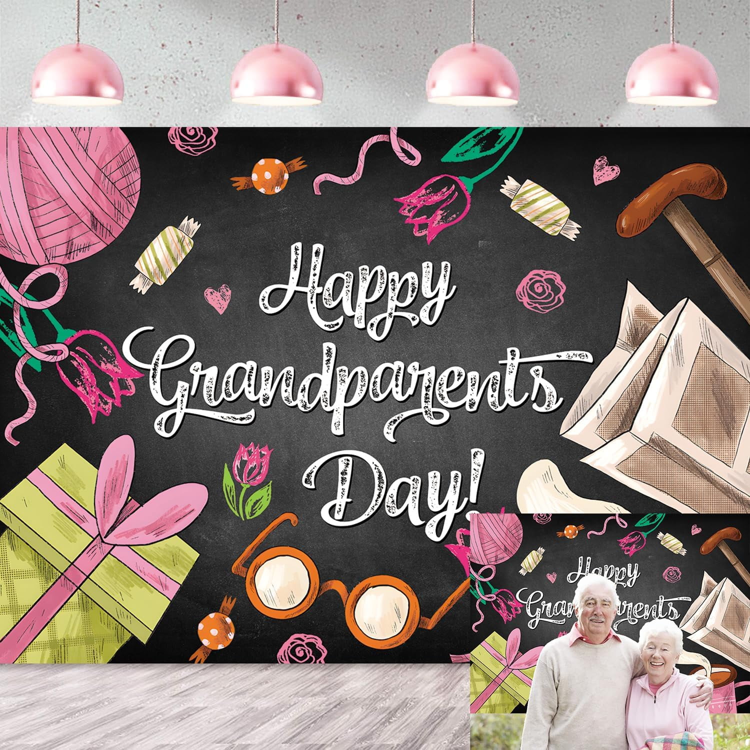 Happy Grandparents Day Backdrop Thank to Grandma and Grandpa ...