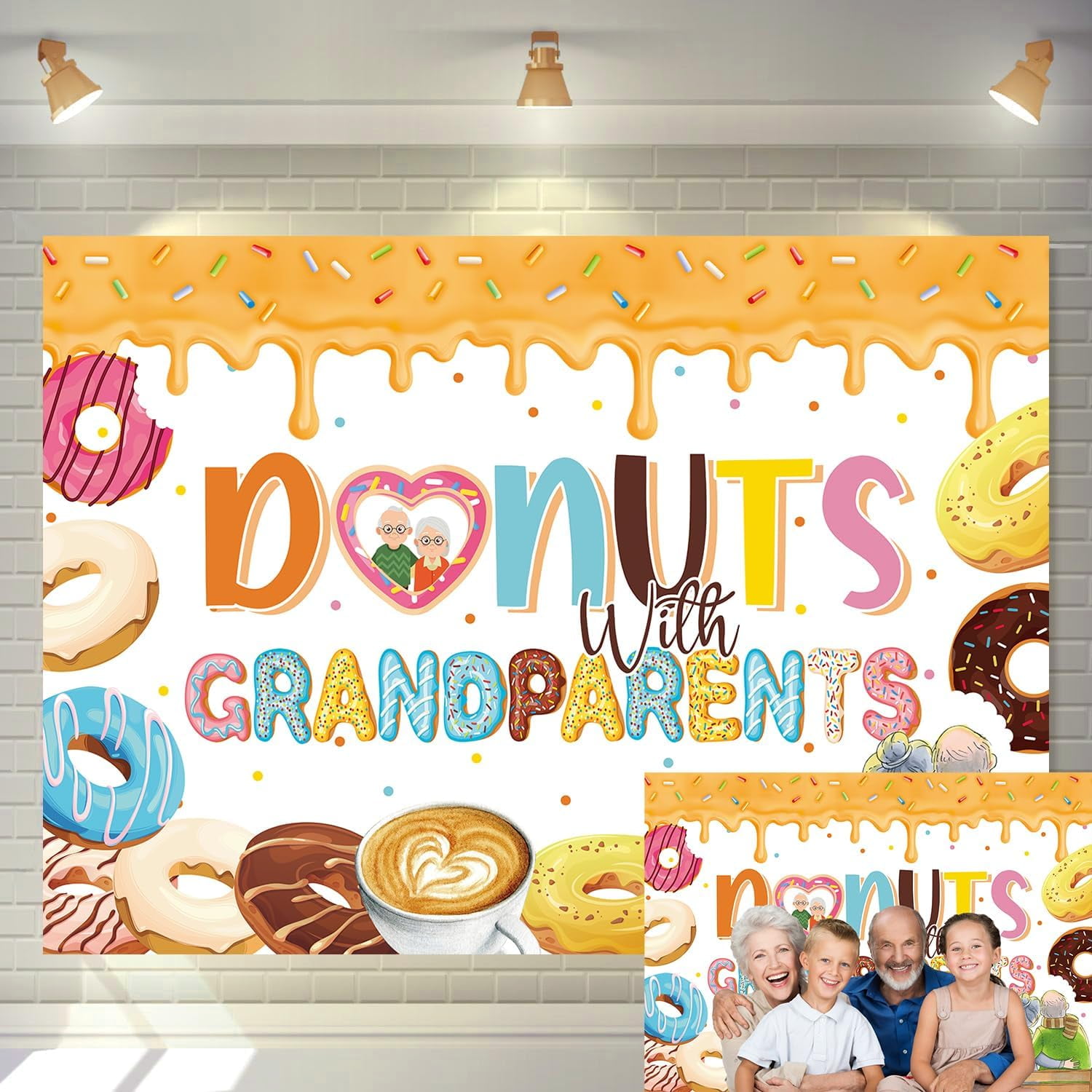 Happy Grandparents Day Groovy Backdrop Donuts with Grandparents ...