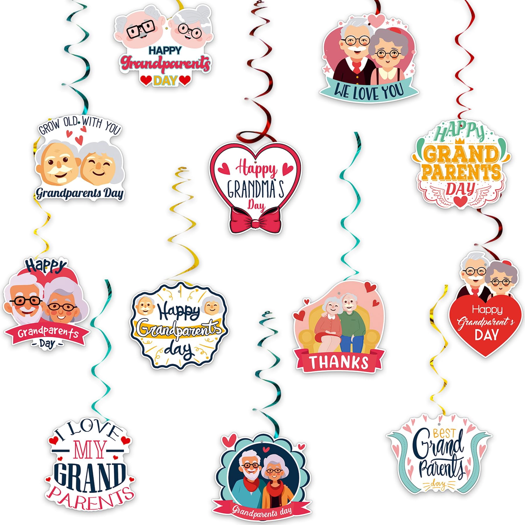 Happy Grandparents Day SCH4 Hanging Swirls Party Decorations - Happy ...