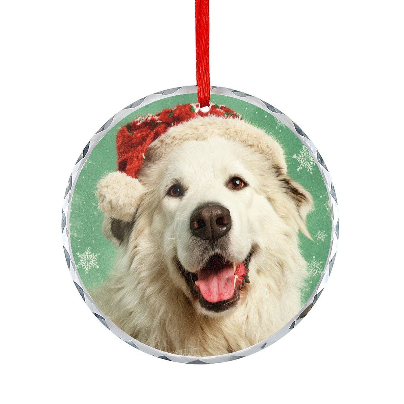 Happy Great Pyrenees Dog Wearing Christmas Hat Xmas Ornament Dog Lovers ...