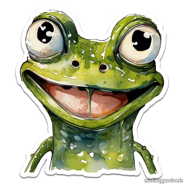 Happy Green Frog Sticker Indoor Outdoor Phone Decal Water Bottle ...