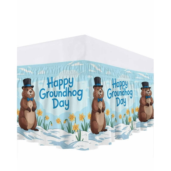 Happy Groundhog Day Bed Skirt California King Size 16 Inch Drop ...