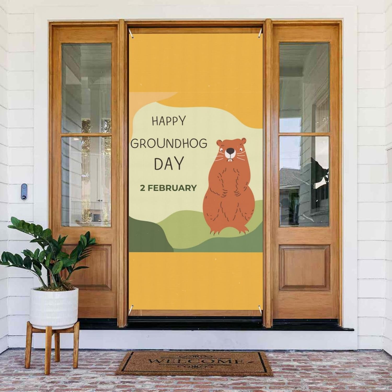 Happy Groundhog Day Door Cover Banner Backdrop Background Tapestry Flag ...